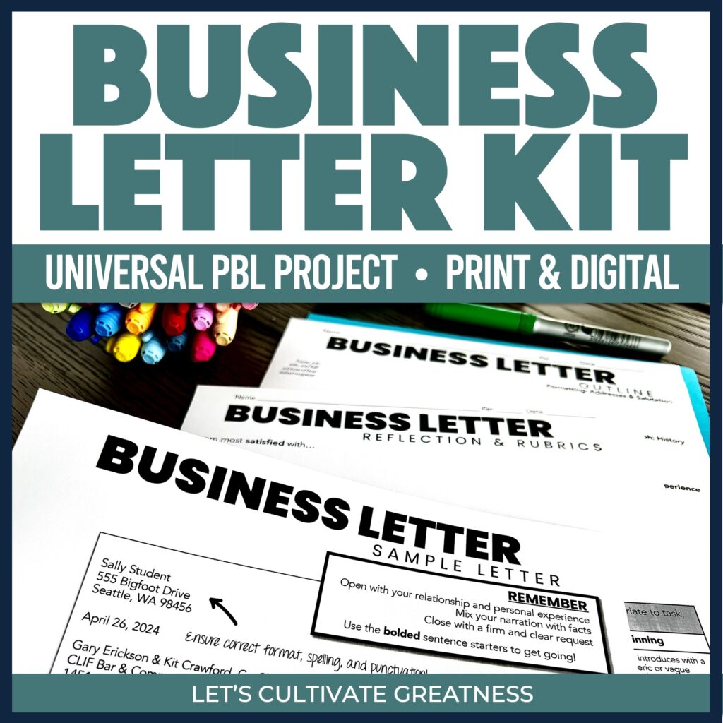 Business Letter Writing PBL Kit - Let's Cultivate Greatness