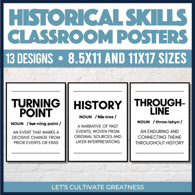 Historical Thinking Skills Concept Posters - Let's Cultivate Greatness