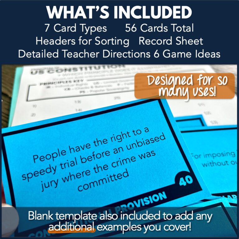 Principles in Constitution & Declaration Review Cards Kit - Let's ...
